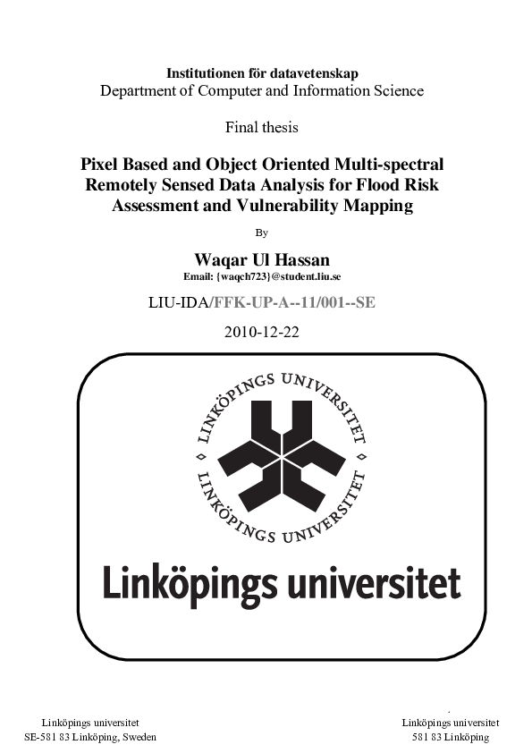 (PDF) Pixel Based and Object Oriented Multi-spectral Remotely Sensed Data Analysis for Flood ...