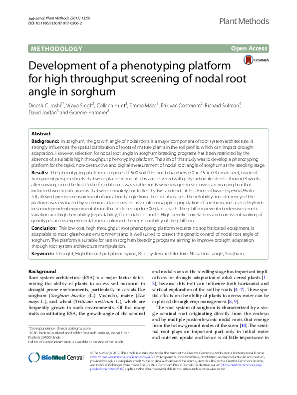 (PDF) Development of a phenotyping platform for high throughput ...