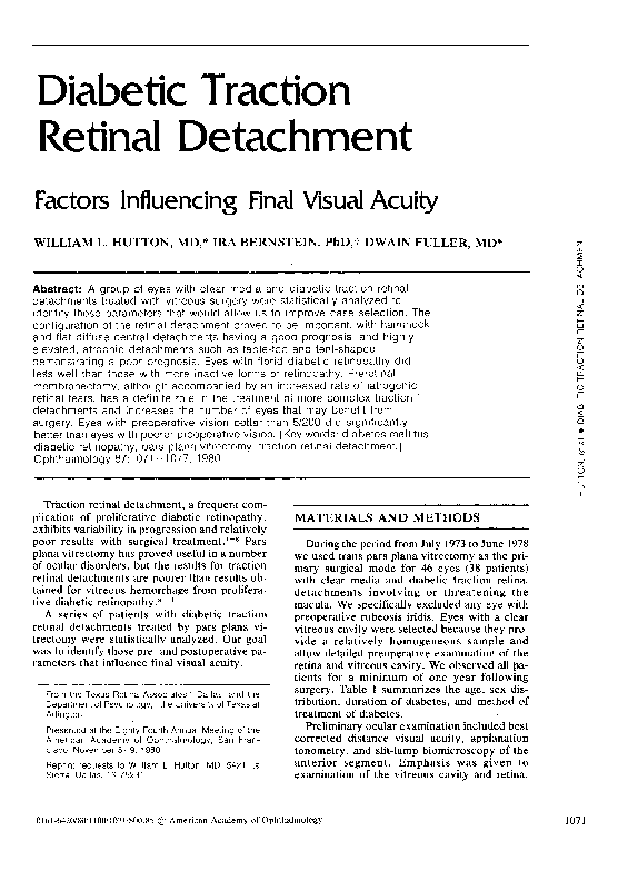 (PDF) Diabetic Traction Retinal Detachment