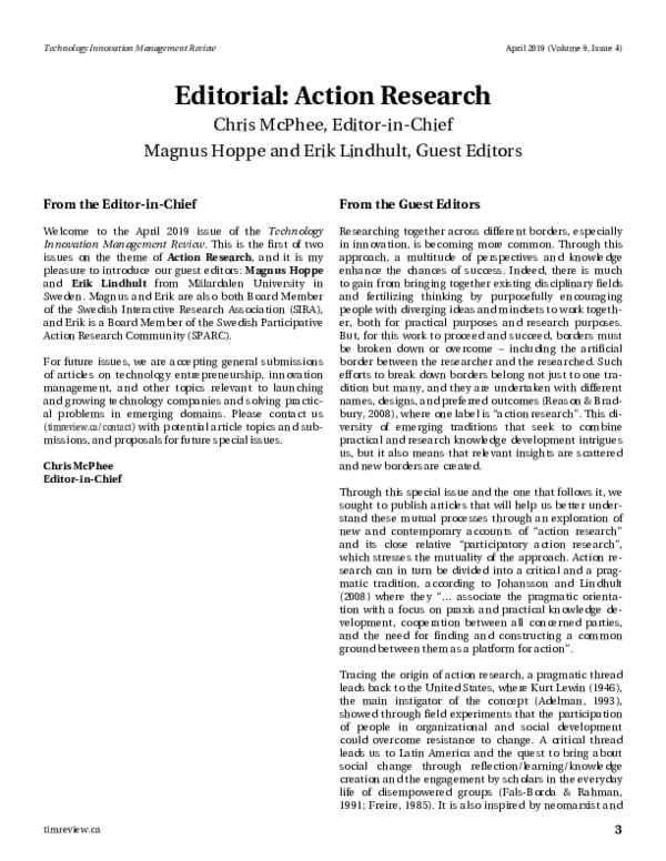(PDF) Editorial: Action Research