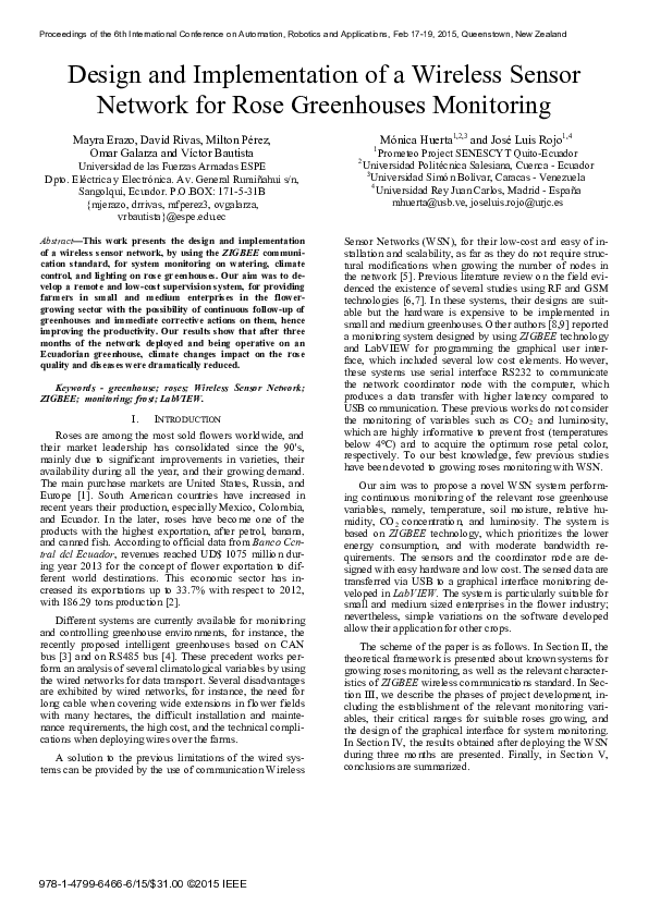 (PDF) Design and implementation of a wireless sensor network-based ...