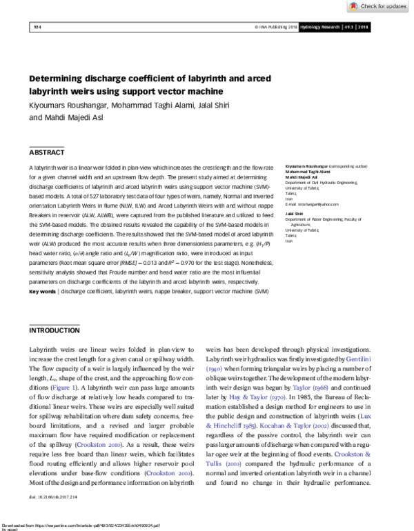 (PDF) Determining discharge coefficient of labyrinth and arced ...