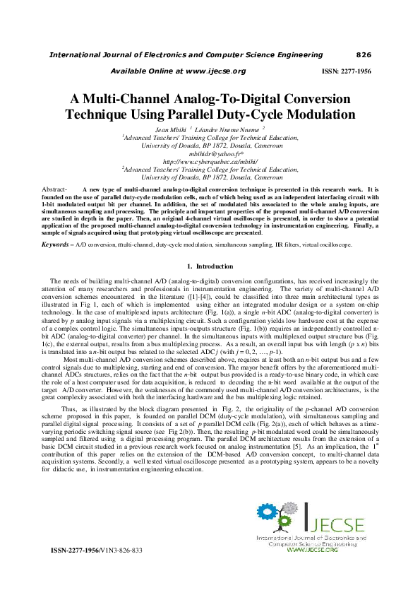 (PDF) A Multi-Channel Analog-To-Digital Conversion Technique Using Parallel Duty-Cycle Modulation