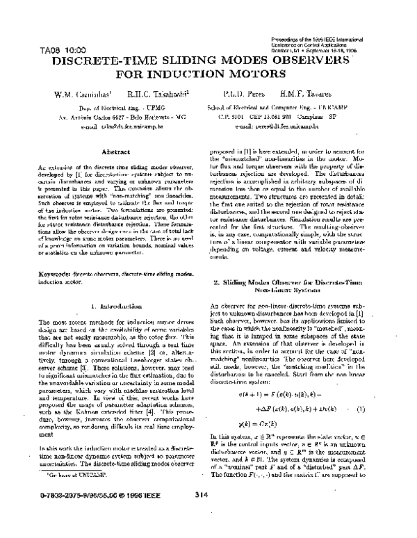 (PDF) Discrete-time sliding modes observers for induction motors