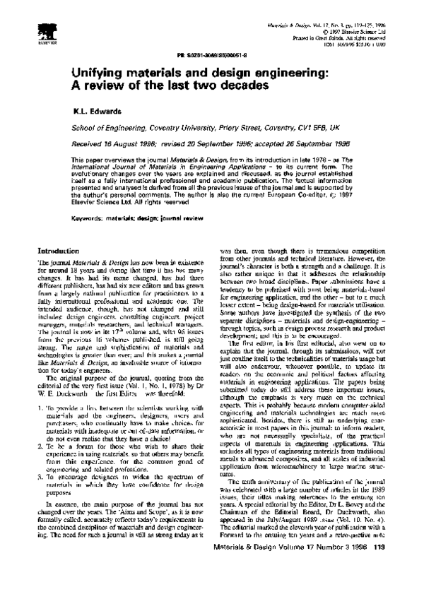 (PDF) Unifying materials and design engineering: A review of the last ...