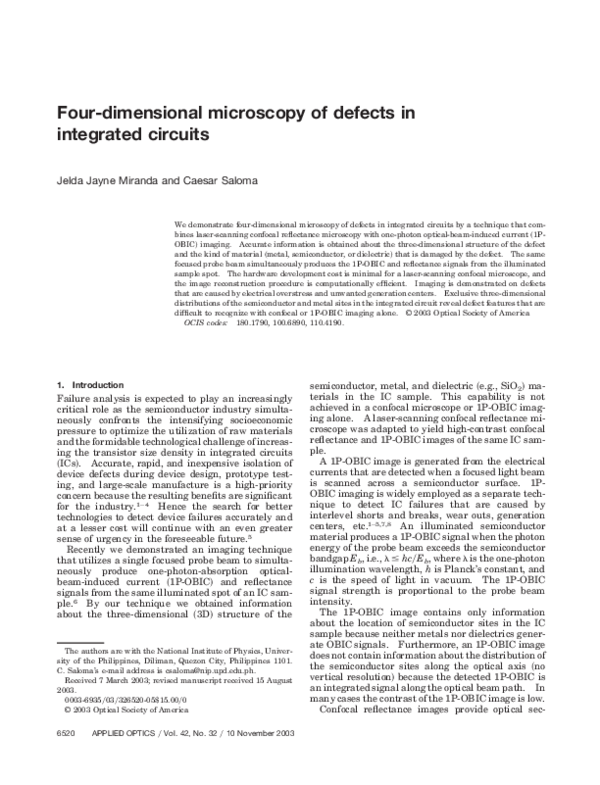 (PDF) Four-Dimensional Microscopy of Defects in Integrated Circuits