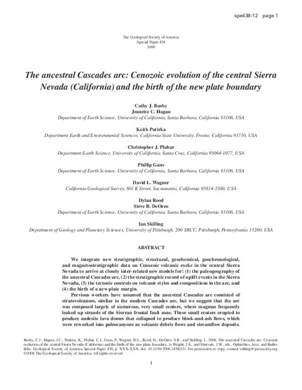(PDF) The ancestral Cascades arc: Implications for the development of ...