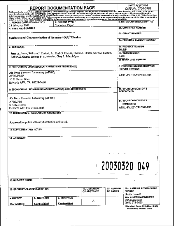 (PDF) Synthesis and Characterization of the trans-IO2F5(2-) Dianion