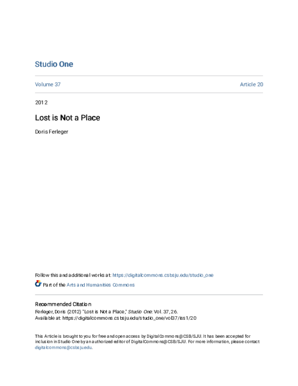 (PDF) Lost is Not a Place