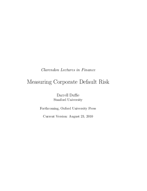 (PDF) Measuring Corporate Default Risk