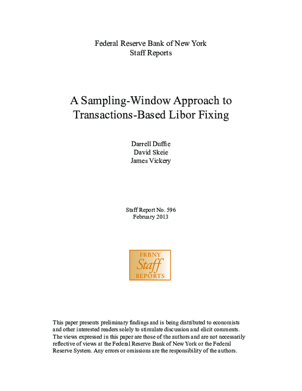 (PDF) A Sampling-Window Approach to Transactions-Based Libor Fixing