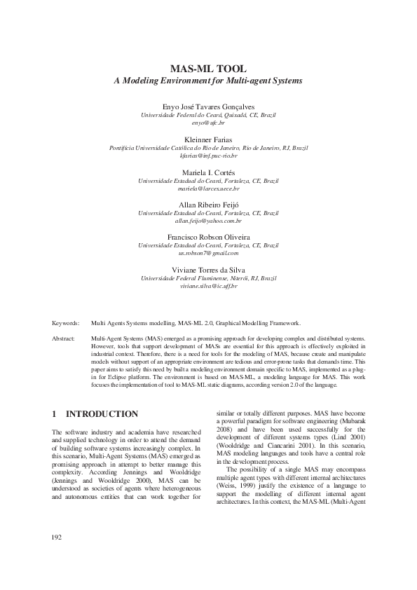 (PDF) MAS-ML Tool - A Modeling Environment for Multi-agent Systems ...