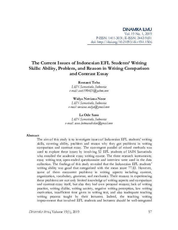 (PDF) The Current Issues of Indonesian EFL Students’ Writing Skills ...