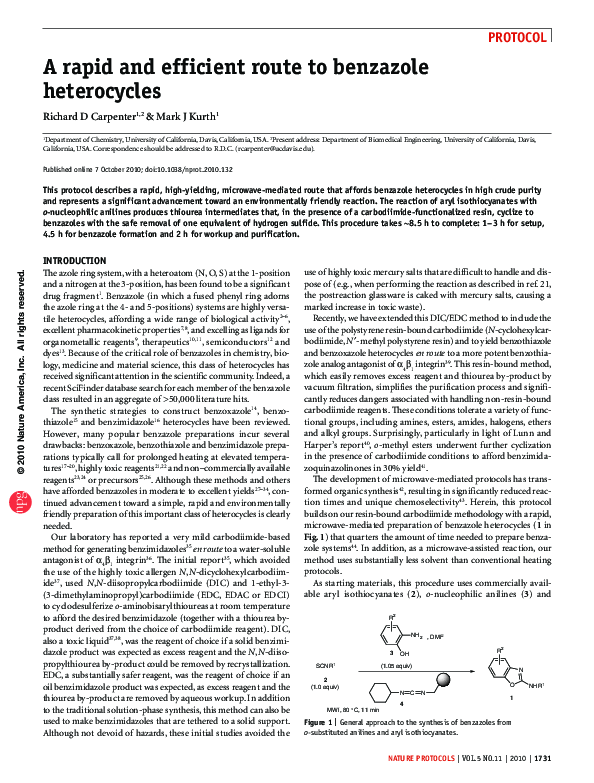 (PDF) A rapid and efficient route to benzazole heterocycles | Mark ...