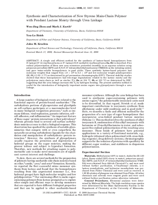 (PDF) Synthesis and Characterization of New Styrene Main-Chain Polymer ...