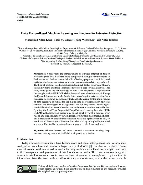 (PDF) Data Fusion-Based Machine Learning Architecture for Intrusion Detection
