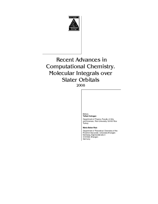 (PDF) Recent Advances in Computational Chemistry. Molecular Integrals ...