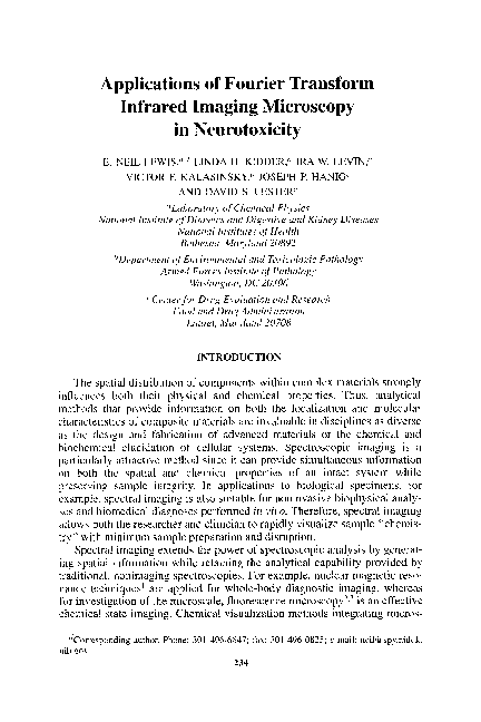 (PDF) Applications of Fourier Transform Infrared Imaging Microscopy in Neurotoxicity