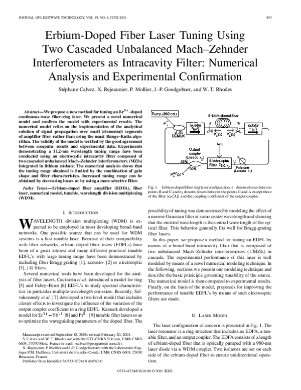 (PDF) Erbium-doped fiber laser tuning using two cascaded unbalanced ...