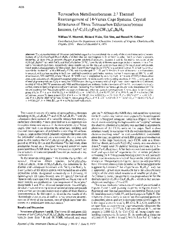 (PDF) Tetracarbon metallocarboranes. 2. Thermal rearrangement of 14 ...