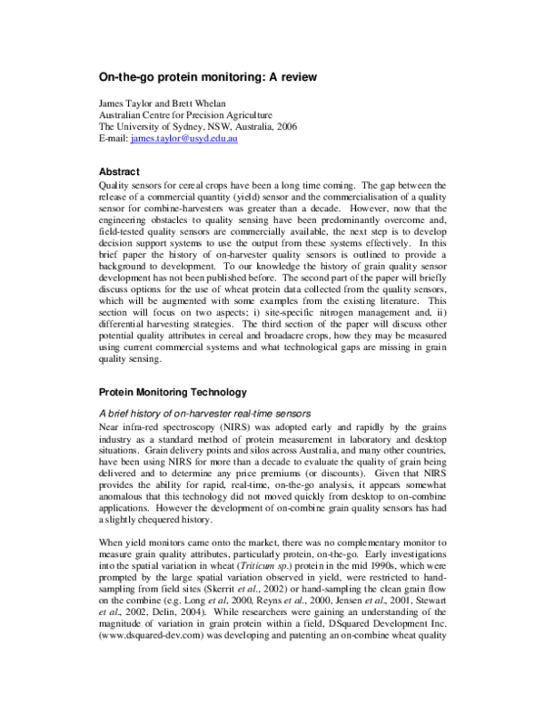 (PDF) On-the-go grain quality monitoring: A review