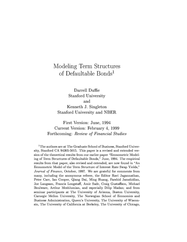 (PDF) Defaultable Bonds