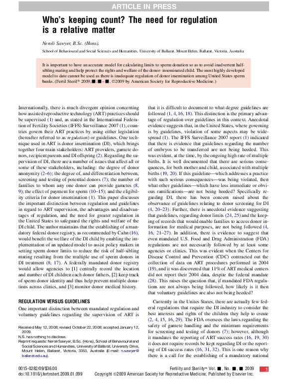 (PDF) Who's keeping count? The need for regulation is a relative matter ...