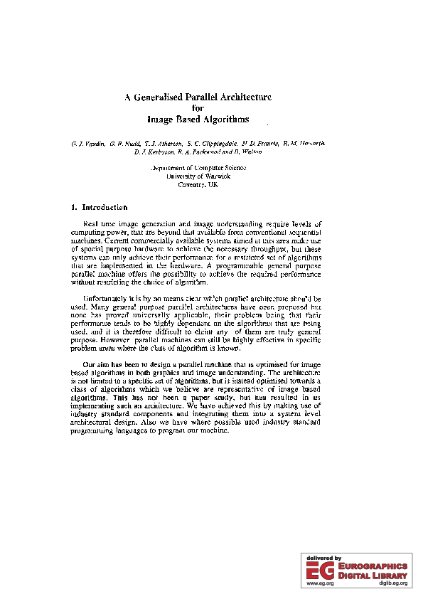 Pdf A Generalised Parallel Architecture For Image Based Algorithms