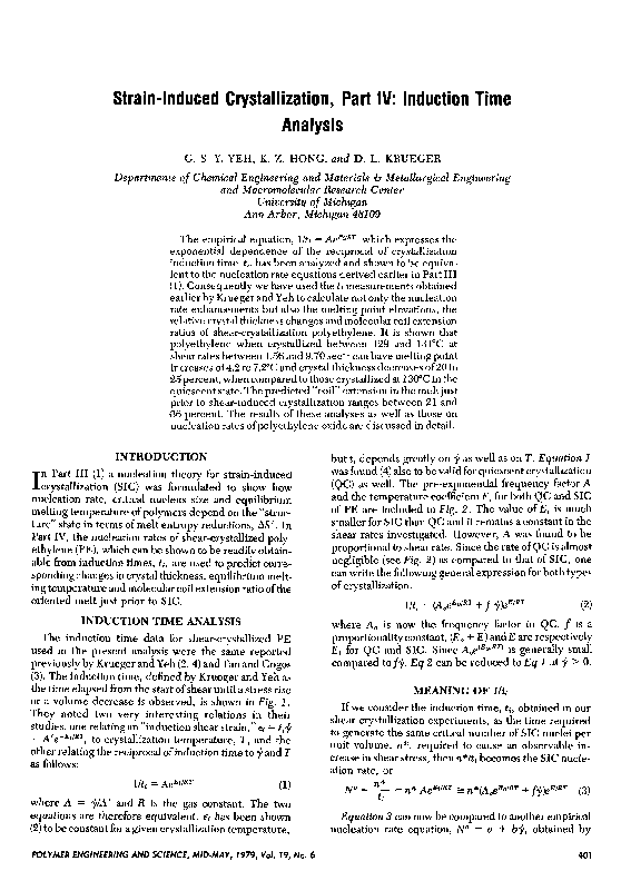 (PDF) Strain-induced crystallization, Part IV: Induction time analysis
