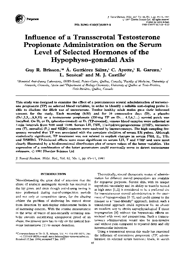 (PDF) Influence of a transscrotal testosterone propionate ...