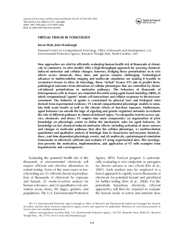 (PDF) Virtual Tissues in Toxicology
