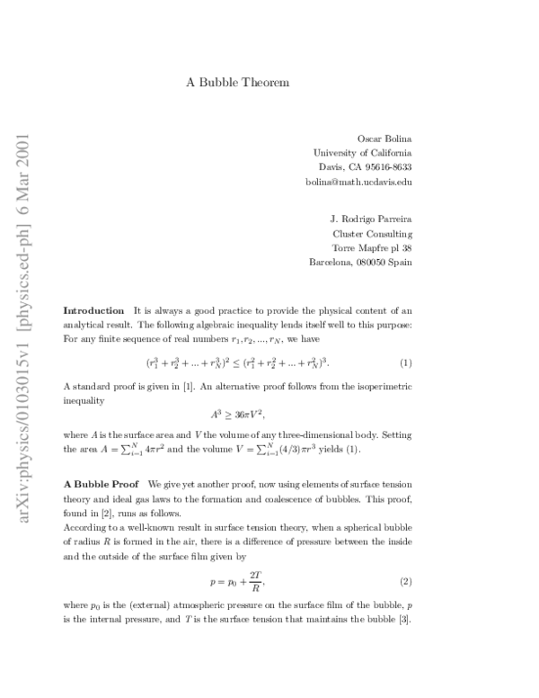 Pdf A Bubble Theorem