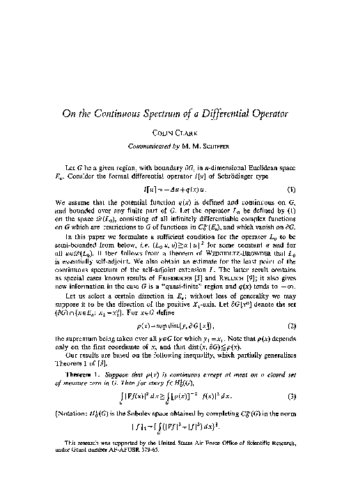 Pdf On The Continuous Spectrum Of A Differential Operator