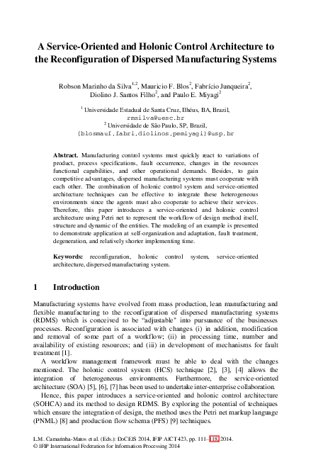 (PDF) A Service-Oriented and Holonic Control Architecture to the ...