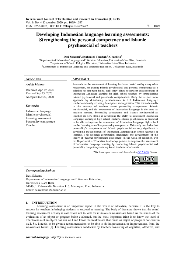 (PDF) Enhancing Indonesian Language Assessments for Teachers