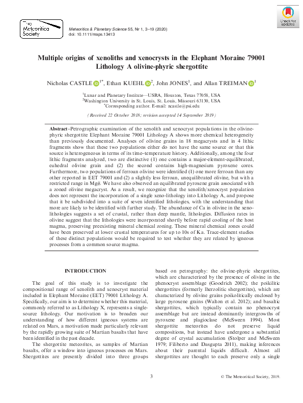 (PDF) Multiple origins of xenoliths and xenocrysts in the Elephant ...