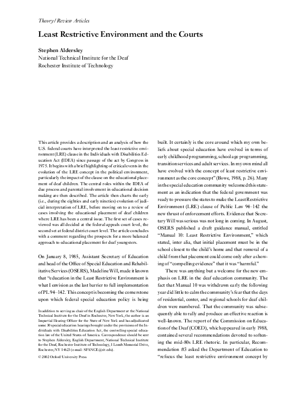 (PDF) Least Restrictive Environment and the Courts