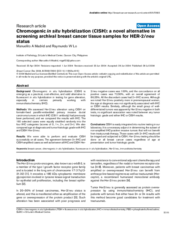 (PDF) Chromogenic in situ hybridization (CISH): a novel alternative in ...
