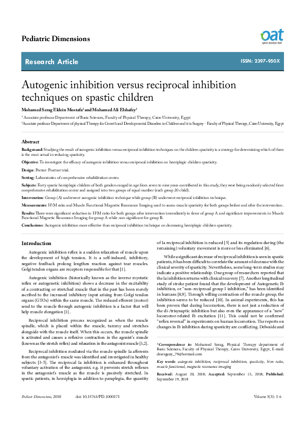 (PDF) Autogenic inhibition versus reciprocal inhibition techniques on ...