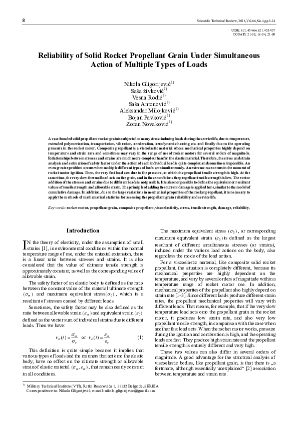 (PDF) Reliability of solid rocket propellant grain under simultaneous ...