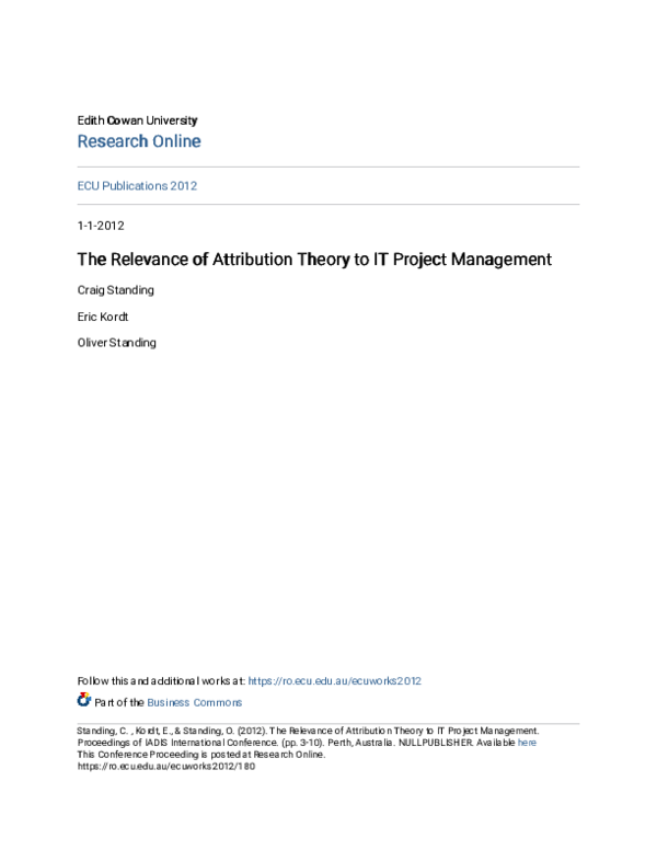 (PDF) The Relevance of Attribution Theory to IT Project Management