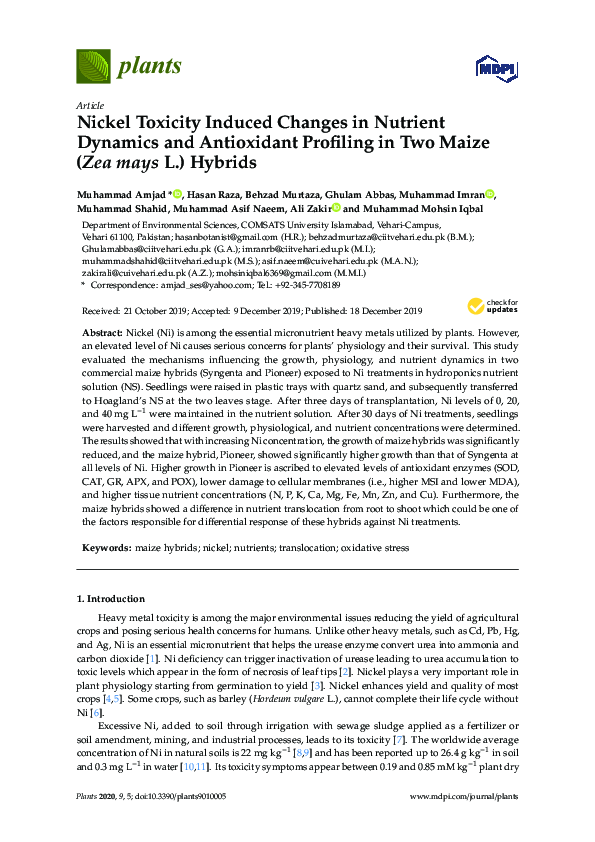 (PDF) Nickel Toxicity Induced Changes in Nutrient Dynamics and ...