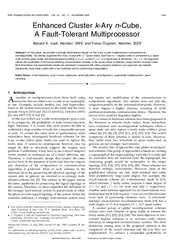 (PDF) Enhanced cluster k-Ary n-cube, a fault-tolerant multiprocessor