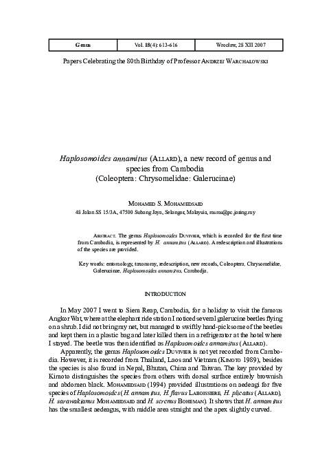 (PDF) A new genus and new species of Galerucinae from Chin State ...