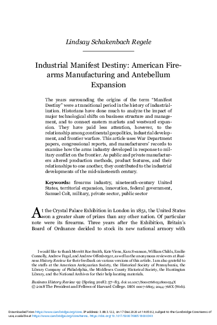 (PDF) Industrial Manifest Destiny: American Firearms Manufacturing and ...