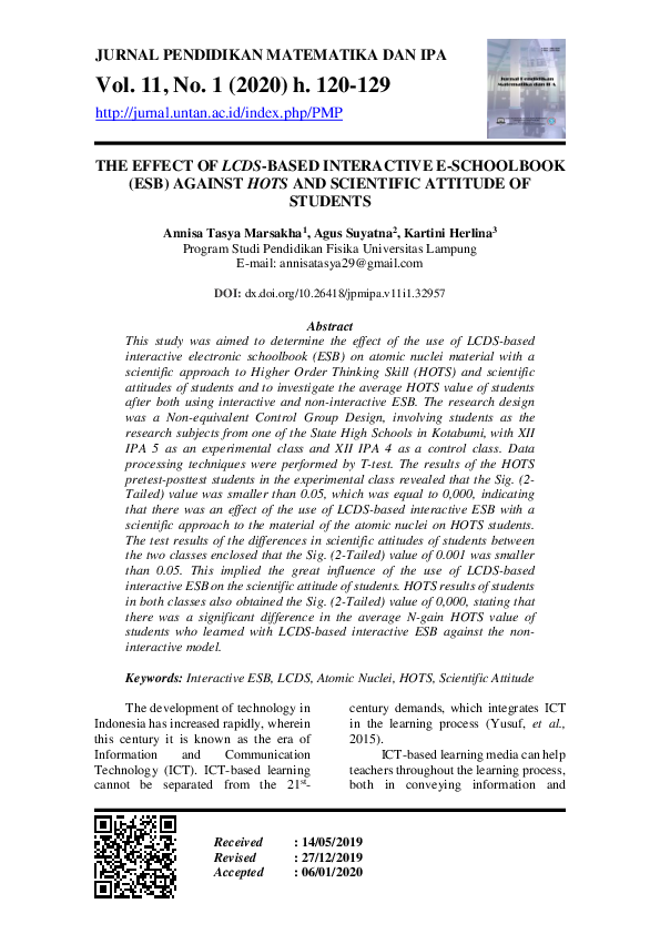 (PDF) The Effect of LCDS-Based Interactive E-Schoolbook (Esb) Against Hots and Scientific ...