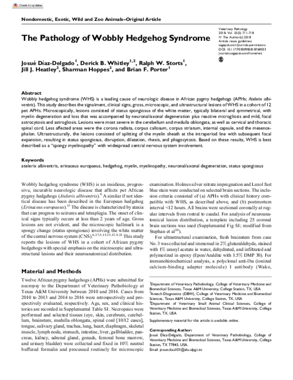 (PDF) The Pathology of Wobbly Hedgehog Syndrome