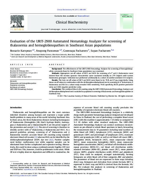 (PDF) Evaluation of the URIT-2900 Automated Hematology Analyzer for ...