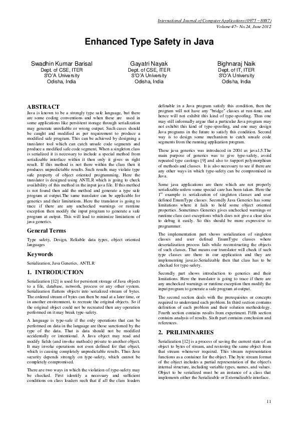 (PDF) Enhanced Type Safety in Java