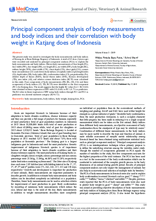 (PDF) Principal component analysis of body measurements and body ...